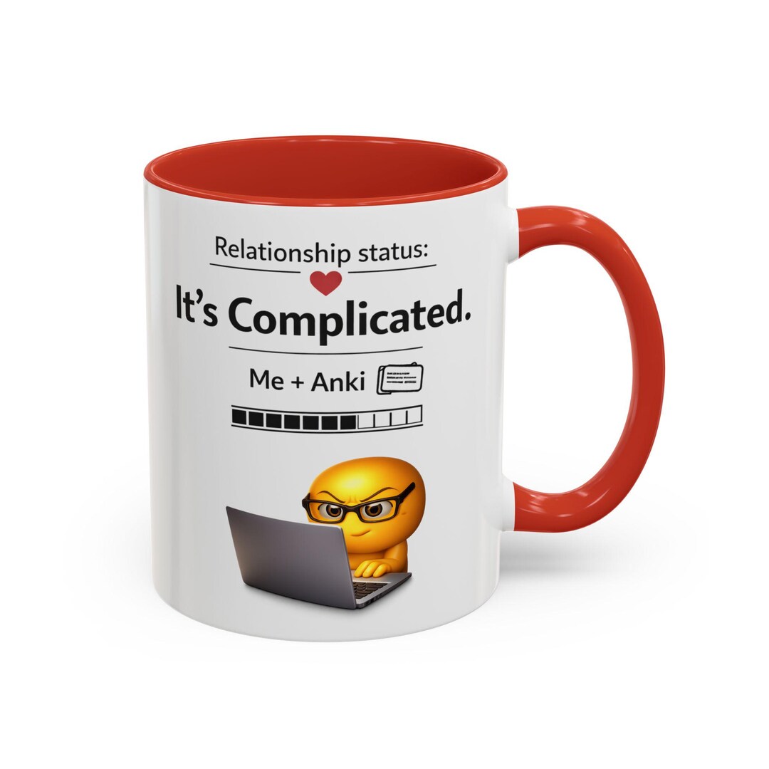 Relationship Status: Its Complicated Emoji With Laptop Mug | Accent ...