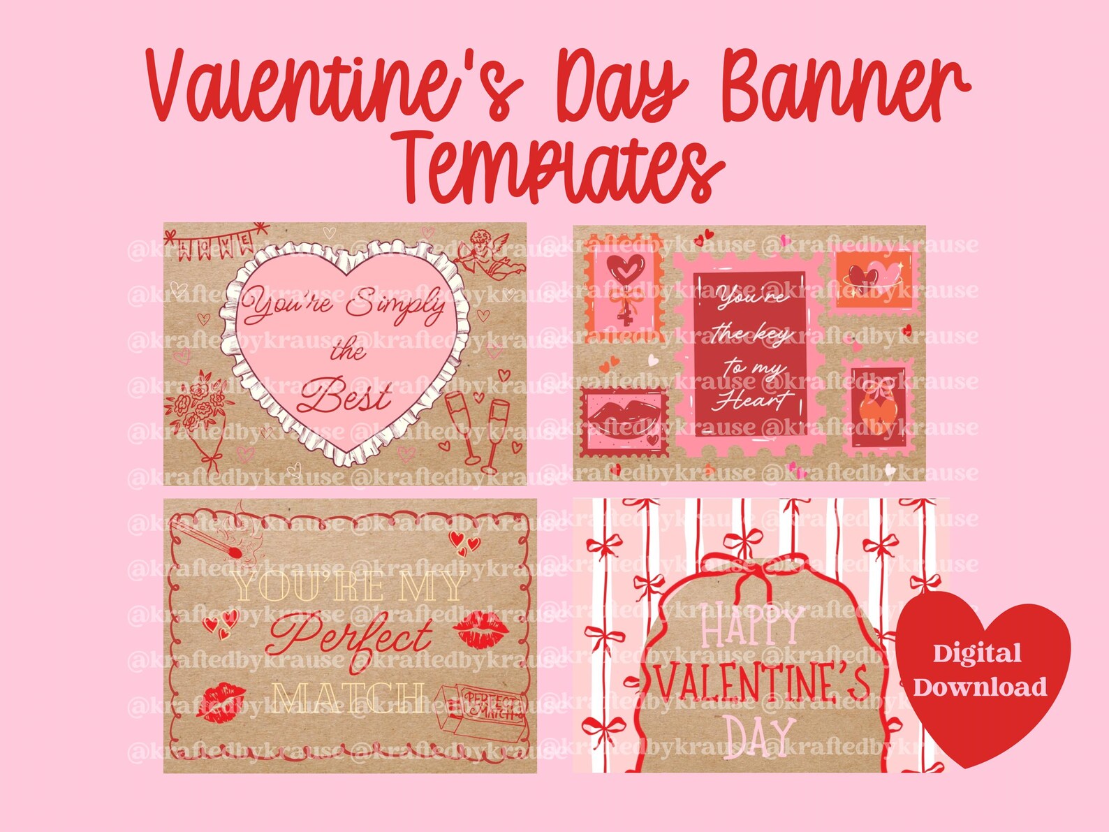 Valentine’s Day Banner Templates | Editable Canva Love Banner ...