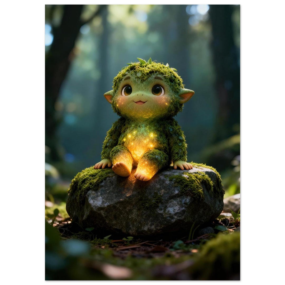 Cute Forest Spirit Poster – Cozy Fantasy Wall Art - Etsy