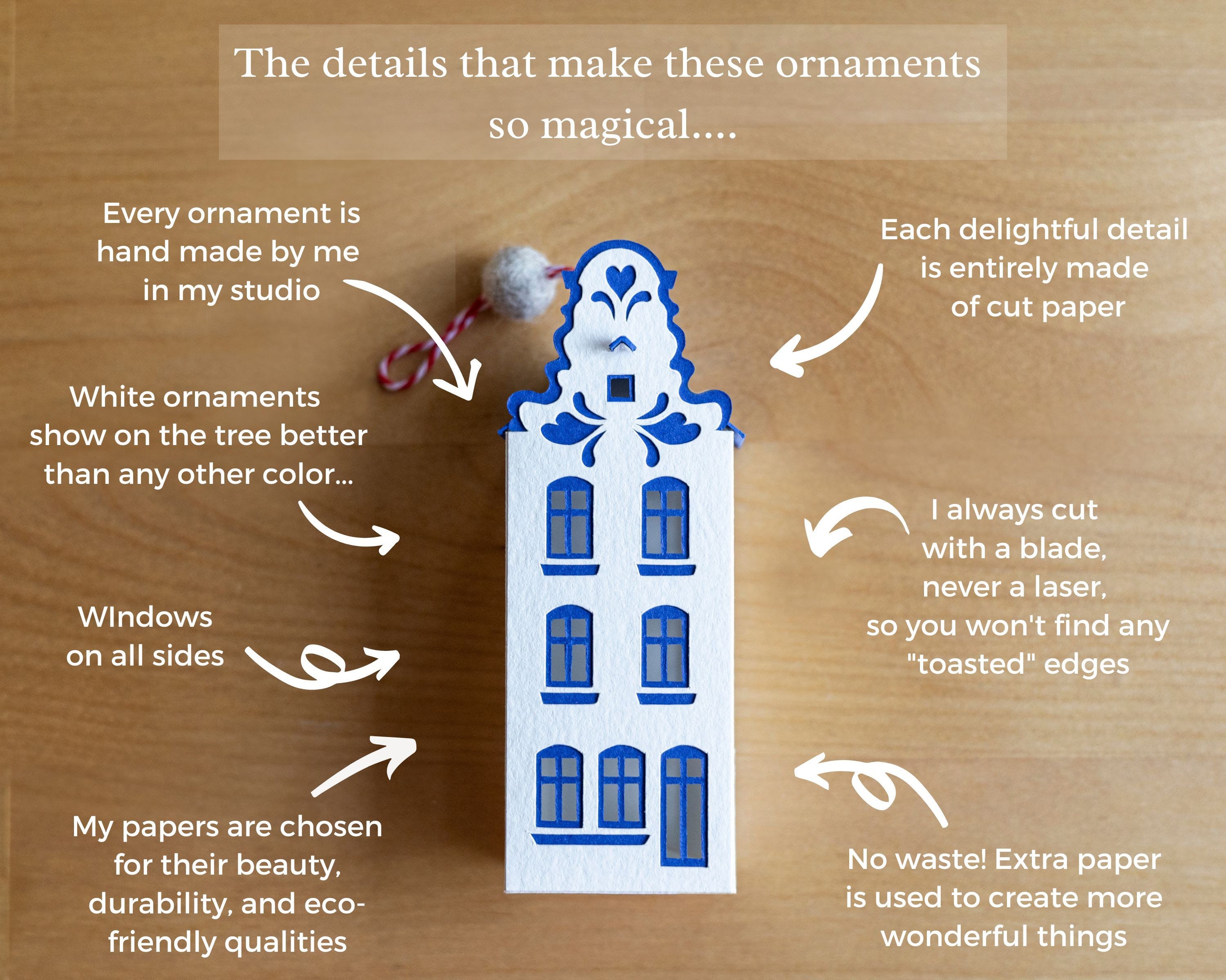 Set of 3 Christmas ornaments: Delft pottery-inspired Dutch holiday ...