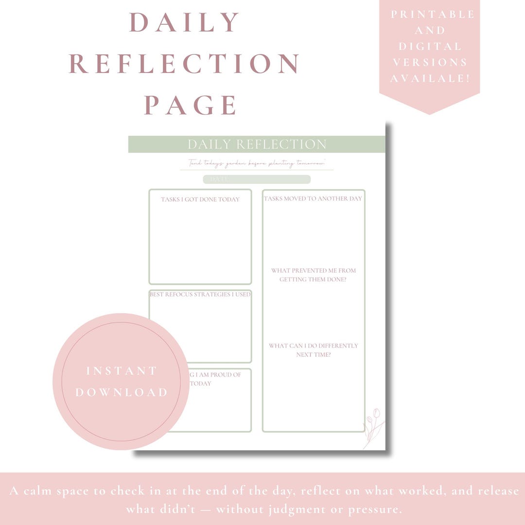 ADHD Daily Reflection Printable | End of Day Reflection Page for ADHD ...