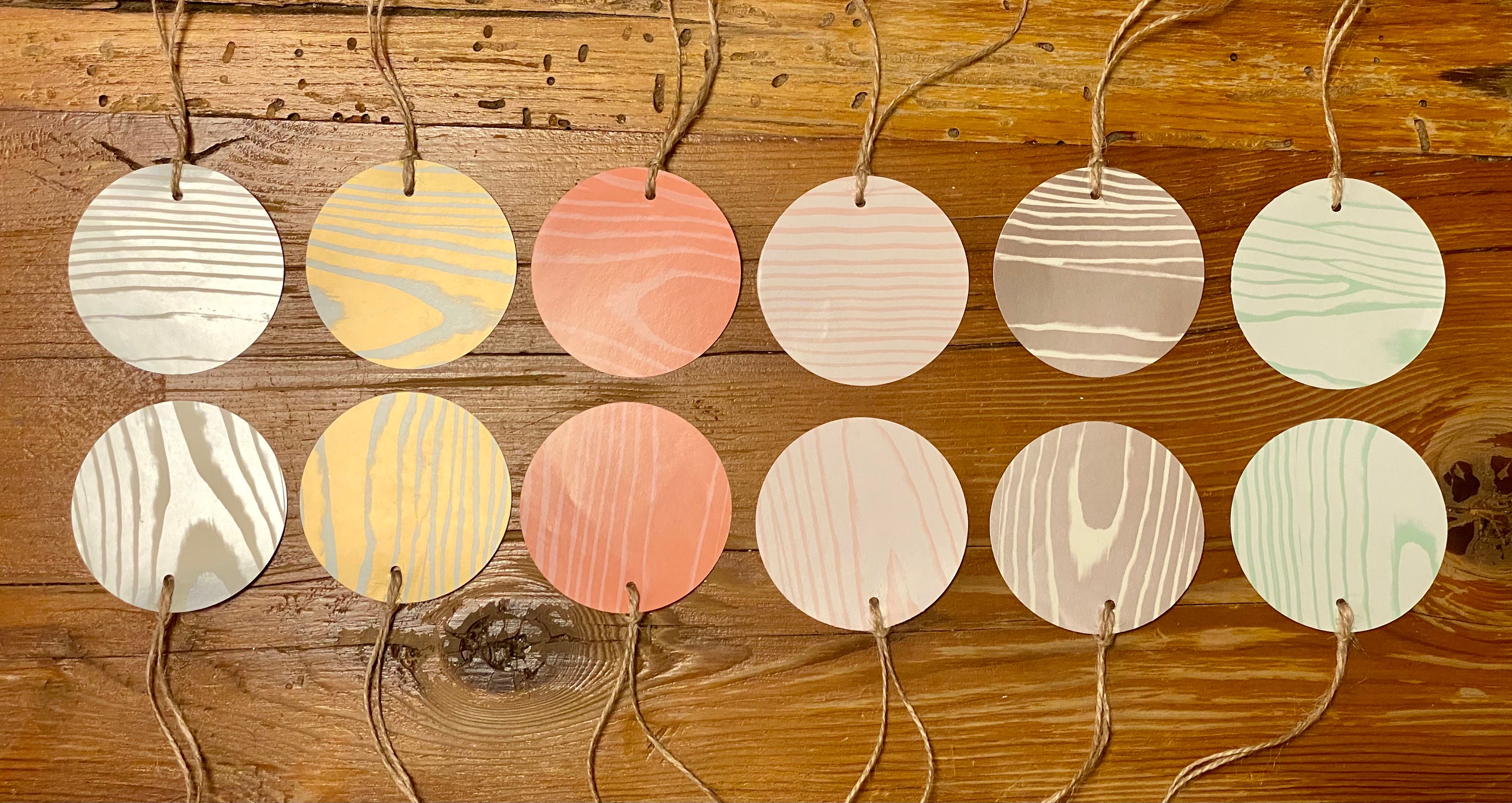 One Dozen faux Bois Multi-colored Punched Paper | Etsy