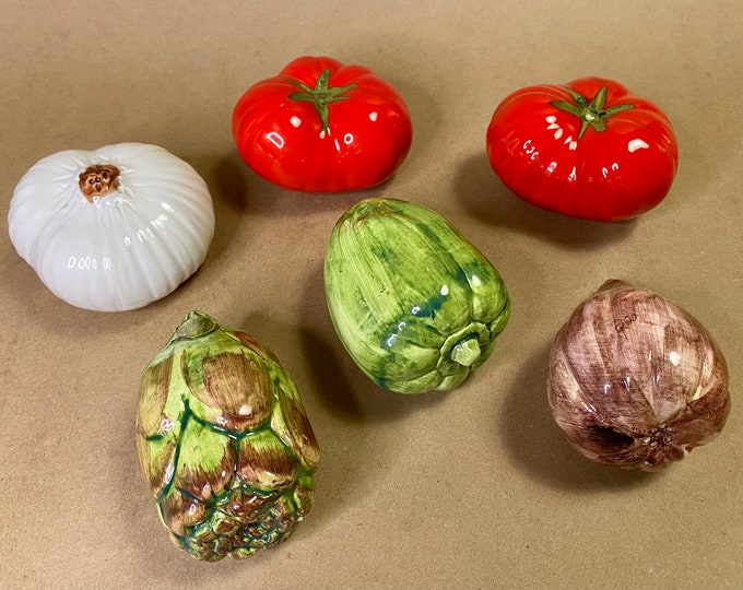 Vintage Ceramic Vegetables - Ceramic Tomato, Ceramic Artichoke, Onion ...