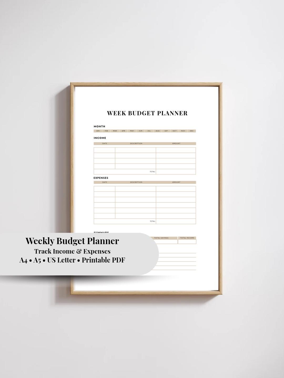 Weekly Budget Planner Printable | Sand Budget Sheet | Minimalist ...