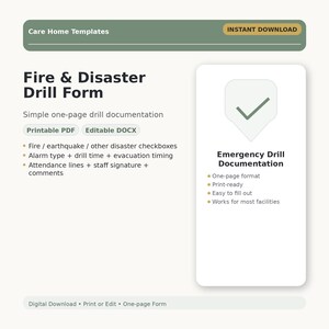 Simple Emergency Drill Log Sheet | Fire / Earthquake / Disaster Drill ...