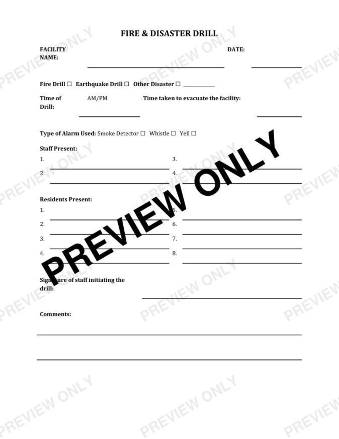 Simple Emergency Drill Log Sheet | Fire / Earthquake / Disaster Drill ...