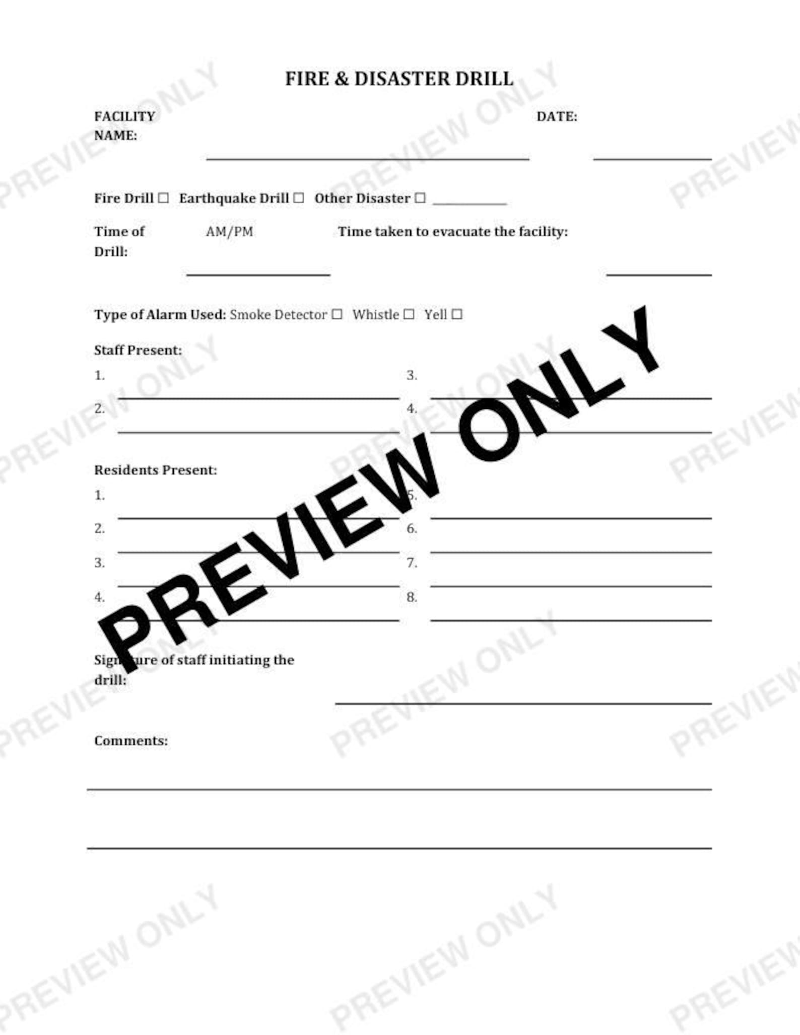 Simple Emergency Drill Log Sheet | Fire / Earthquake / Disaster Drill ...