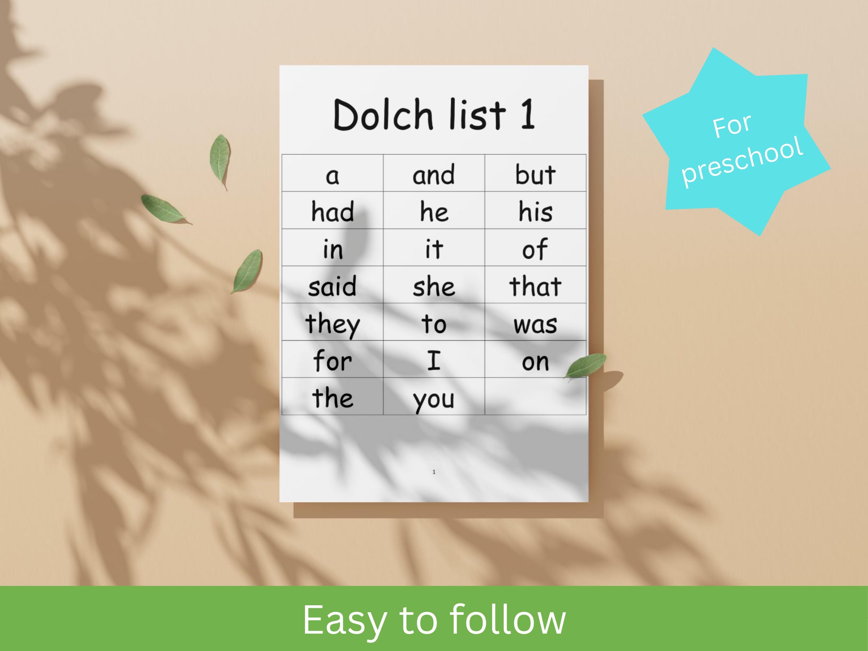 Dolch Sight Words for Back to School English Lesson Preschool ...