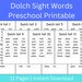 Dolch Sight Words for Back to School English Lesson Preschool ...