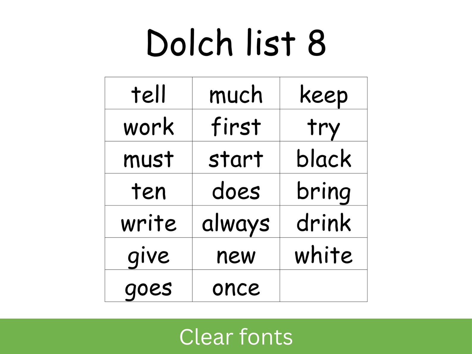 Dolch Sight Words for Back to School English Lesson Preschool ...