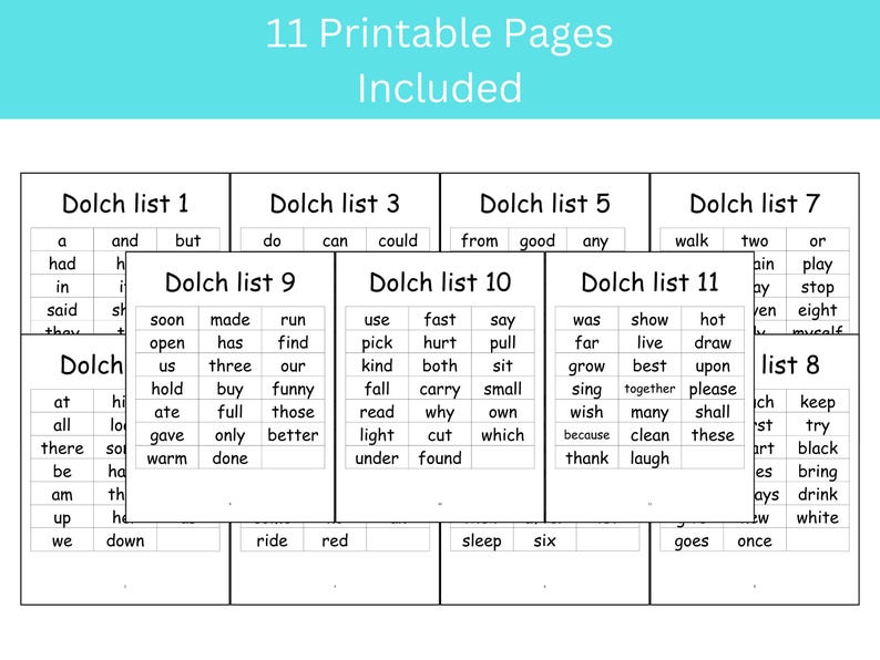 Dolch Sight Words for Back to School English Lesson Preschool ...