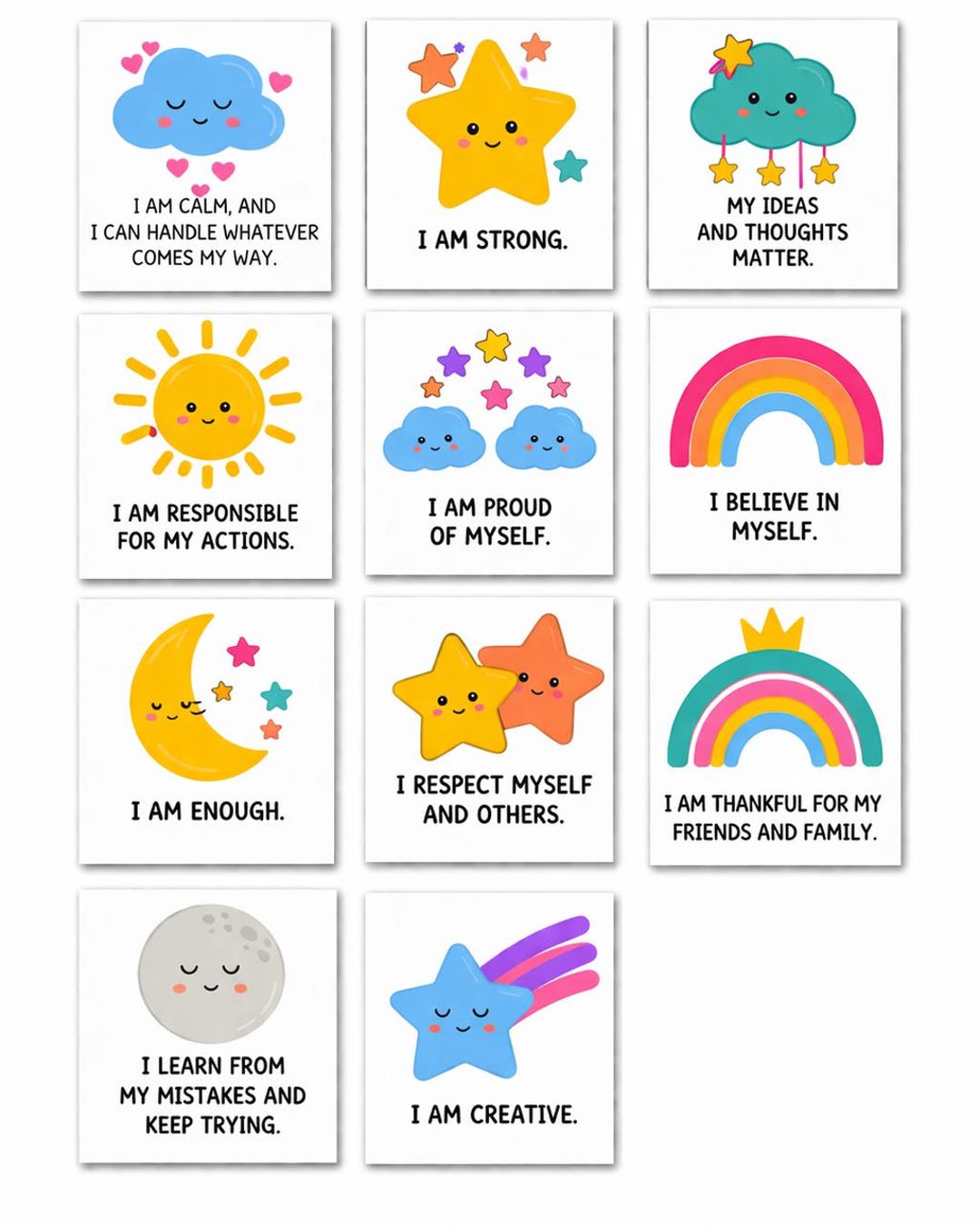 Kids Affirmation Wall Art Set | Positive Quotes, Nursery Decor (digital ...
