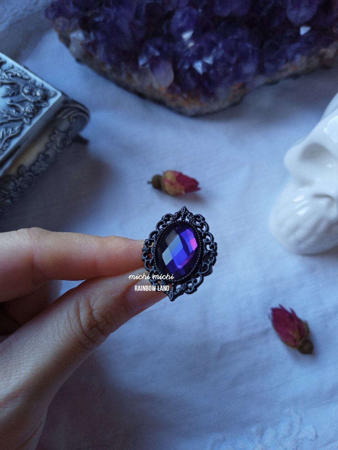 Bad Witch Gothic Ring, Vampire Cameo, Dark Purple Jewelry - Etsy