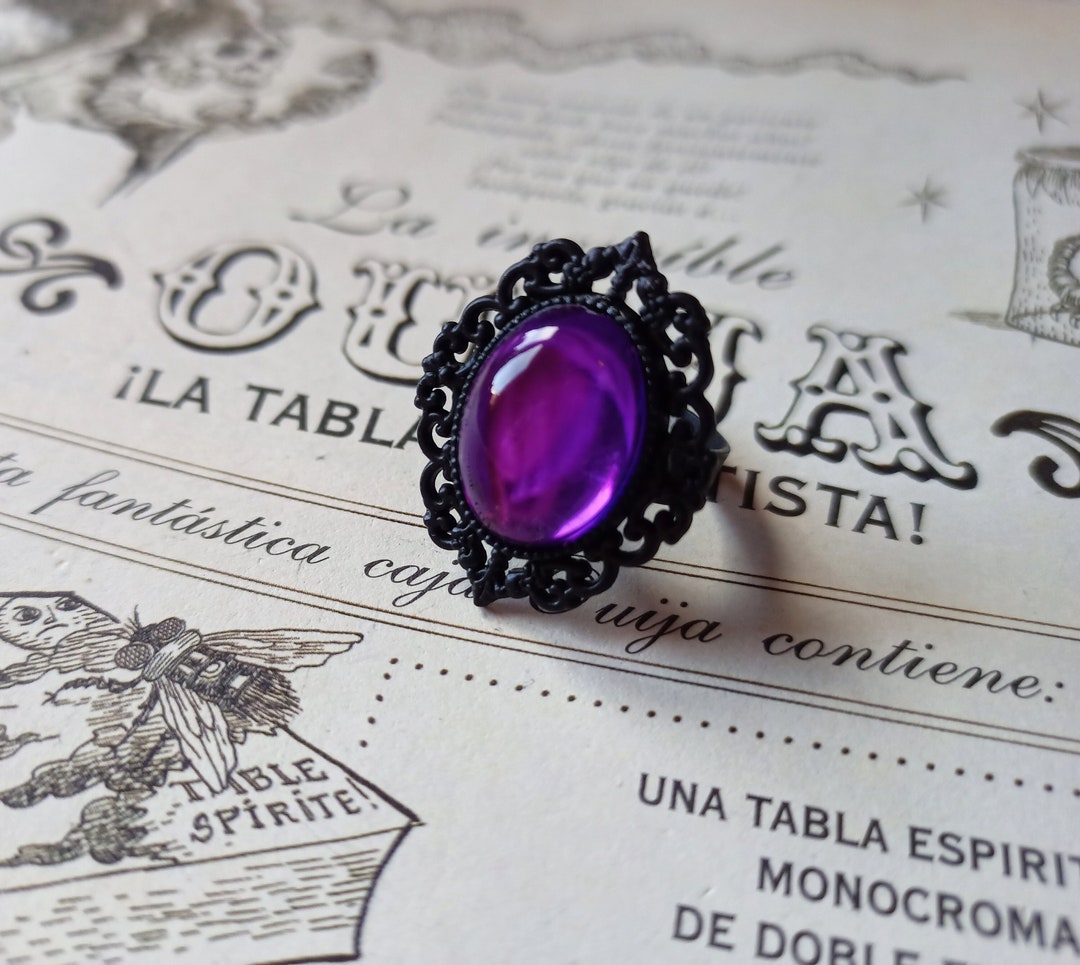 Witch Purple Gothic Ring, Love Witch Necklace, Vampire Dark Gem ...