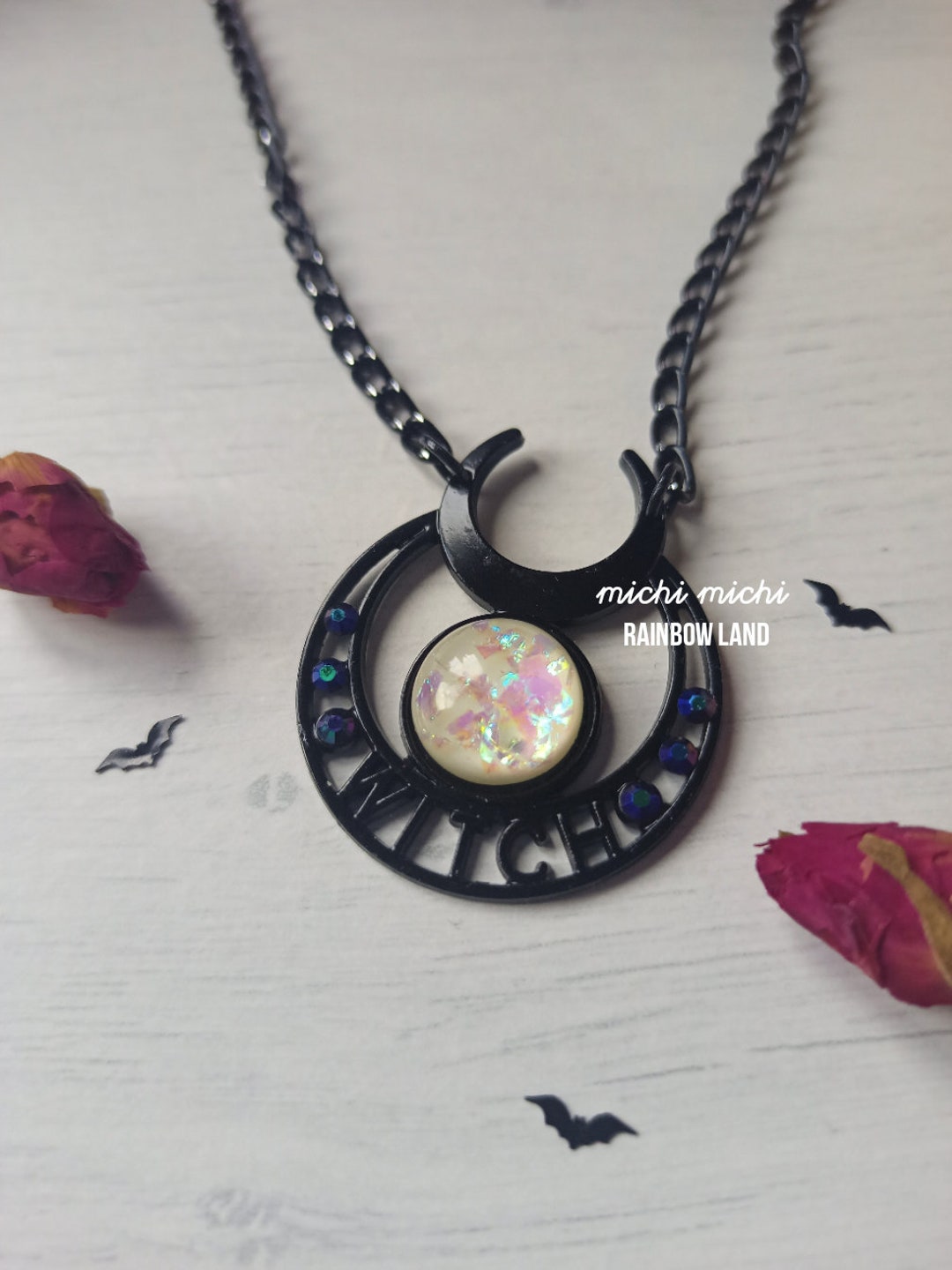 Witch Magical Necklace | Gothic Round Pendant | Moon Night Jewelry ...