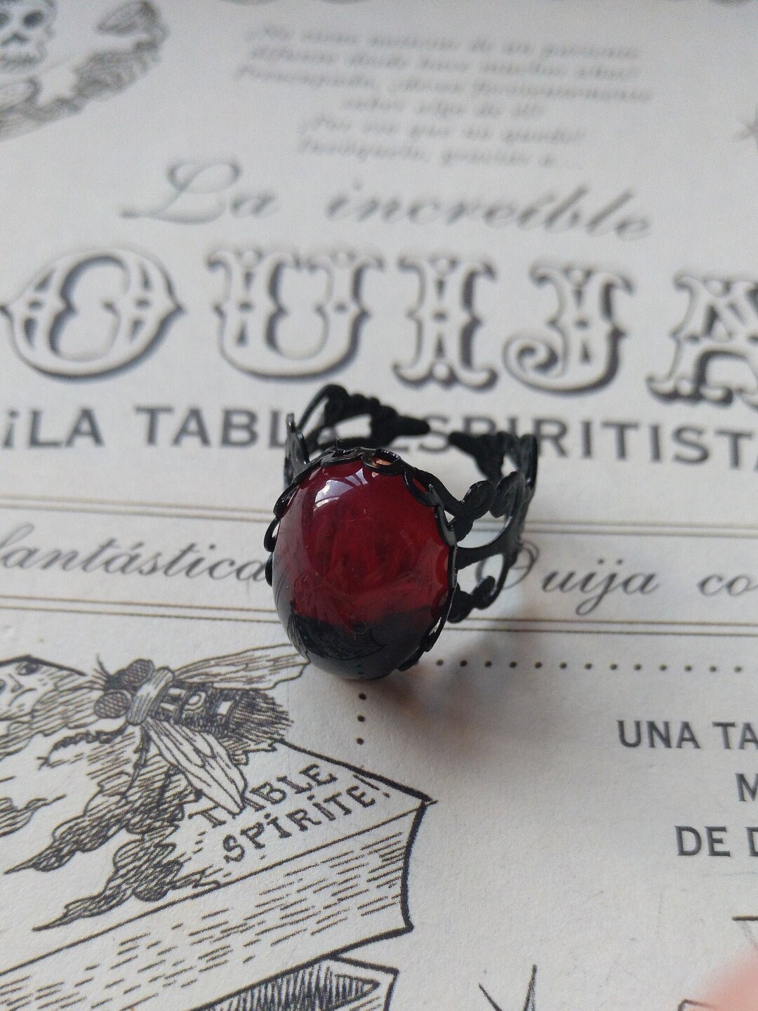 Obscure Black Red Gothic Ring, Vampire Jewelry, Halloween Gift, Black ...
