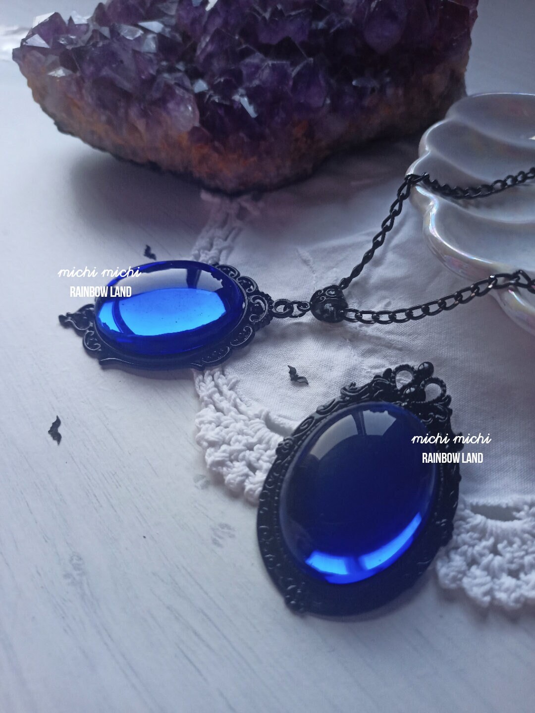 Blue Magic Spells Gothic Necklace Black Gift Box Included - Etsy