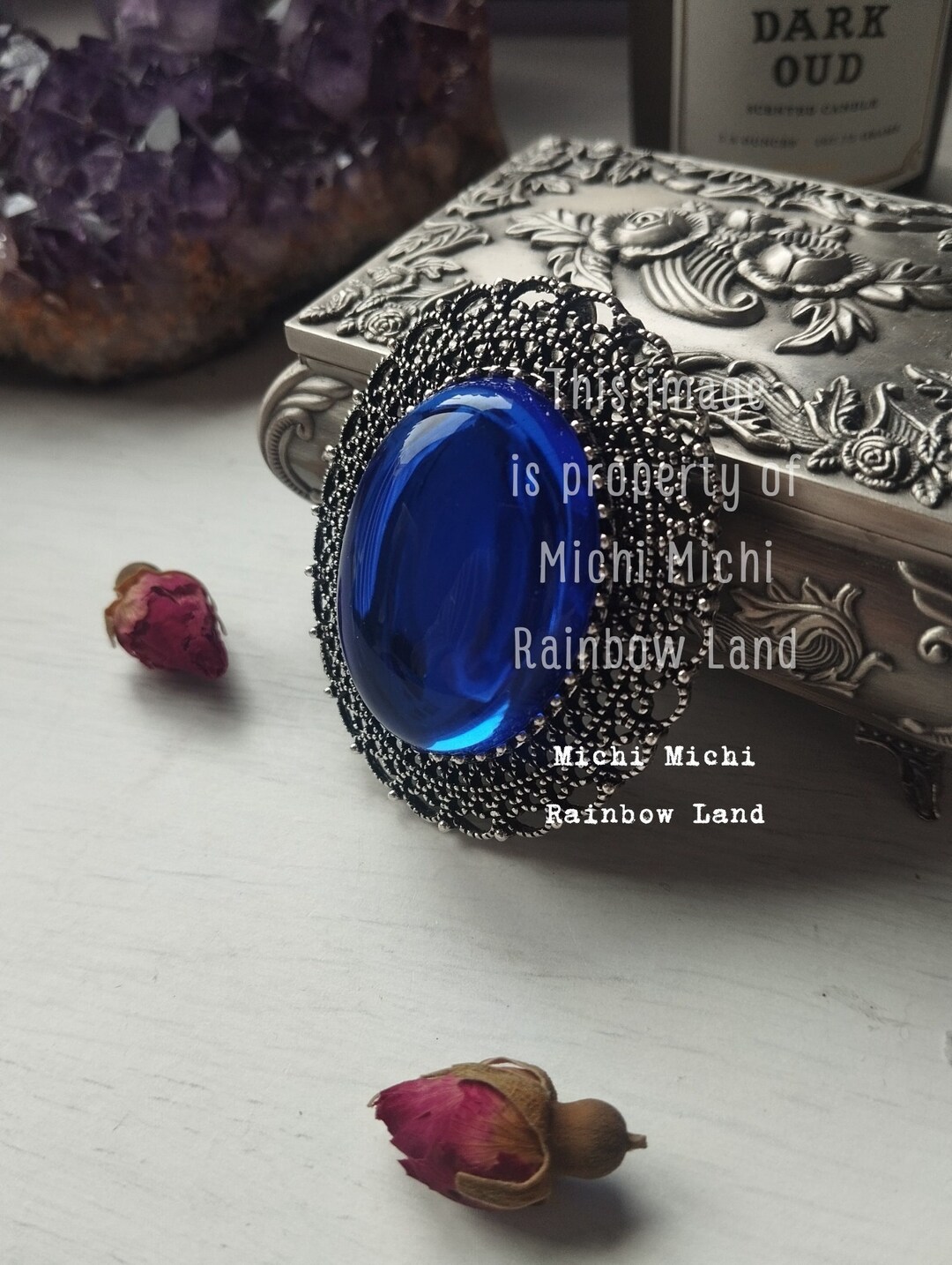 Silver Victorian Elegant Blue Brooch, Vampire Filigree, Wedding Oval ...