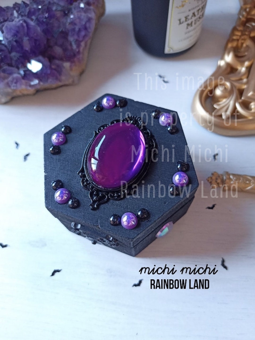 Dark Faerie | Hand Painted Chest, Gothic Trinket Box, Amethyst, Witch ...
