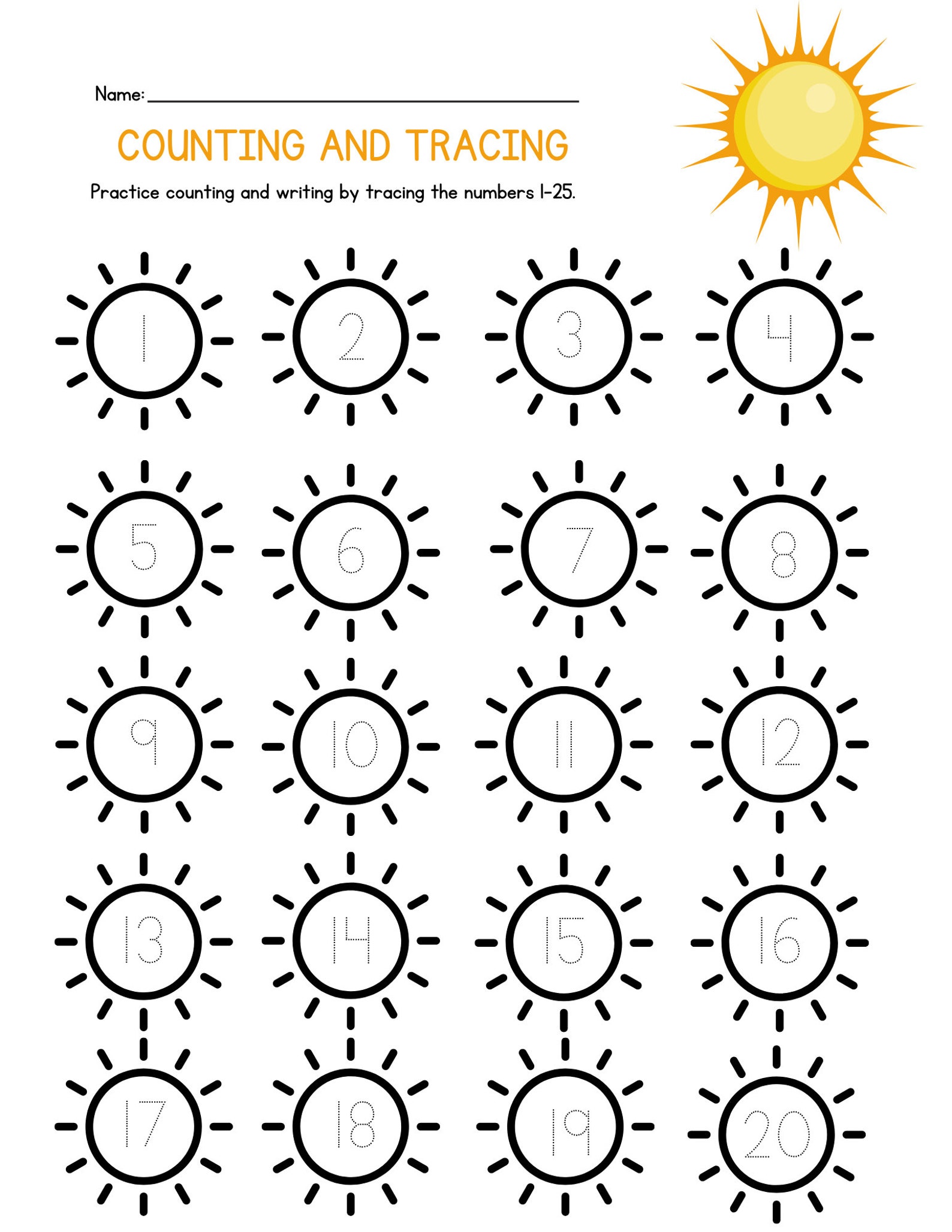 Counting Missing Number Tracing Kids Learning Worksheets Instant ...