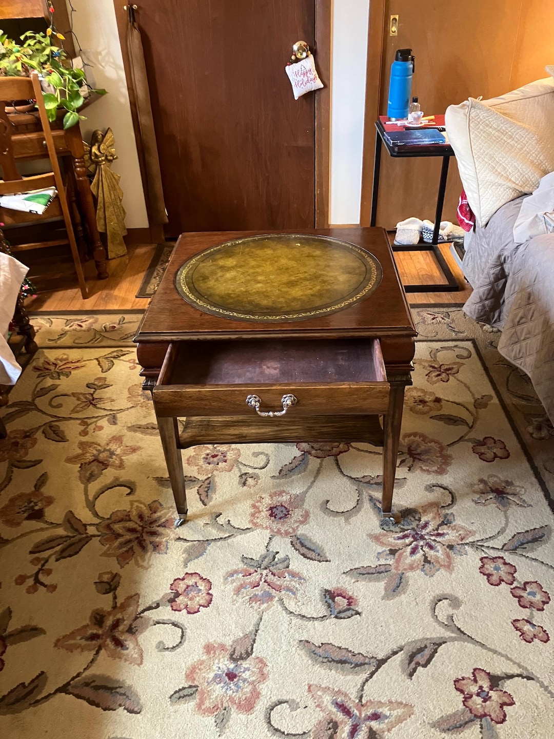 Antique Sheraton Style Mahogany Leather Top End Table - Etsy