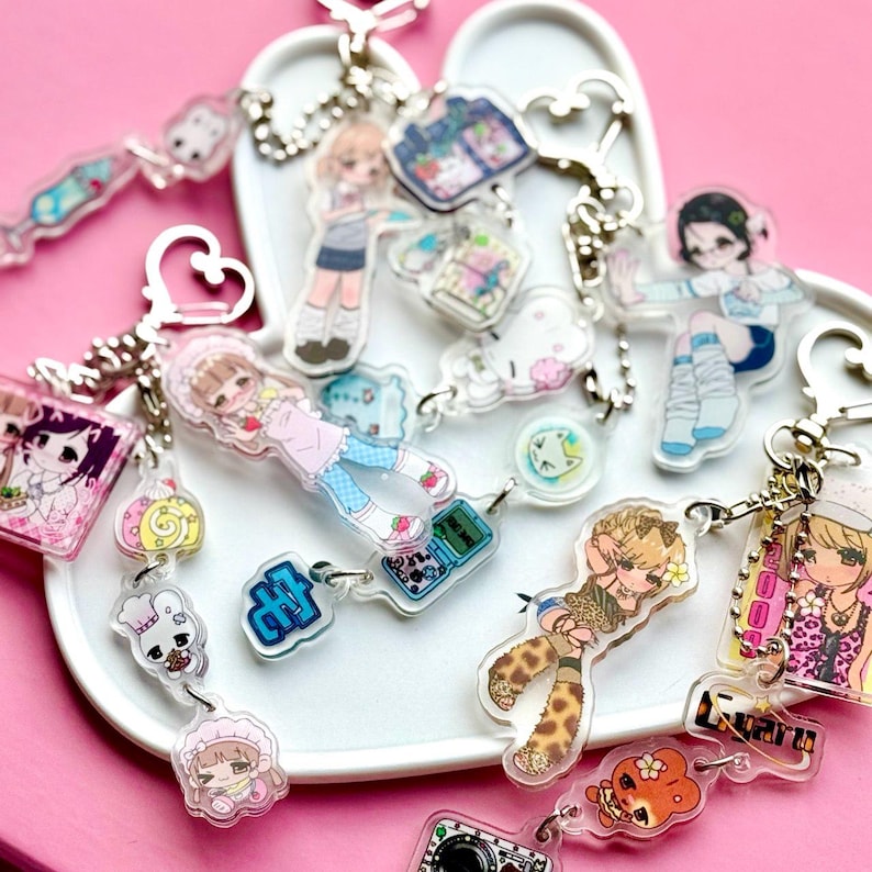 Gyaru Japanese Y2K Harajuku Girls Kawaii Style Matching Keychains - Etsy