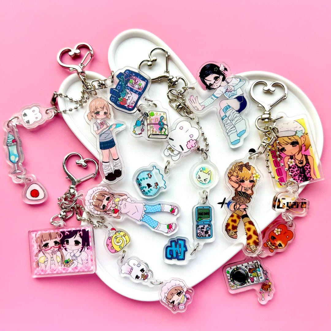 Gyaru Japanese Y2K Harajuku Girls Kawaii Style Matching Keychains - Etsy