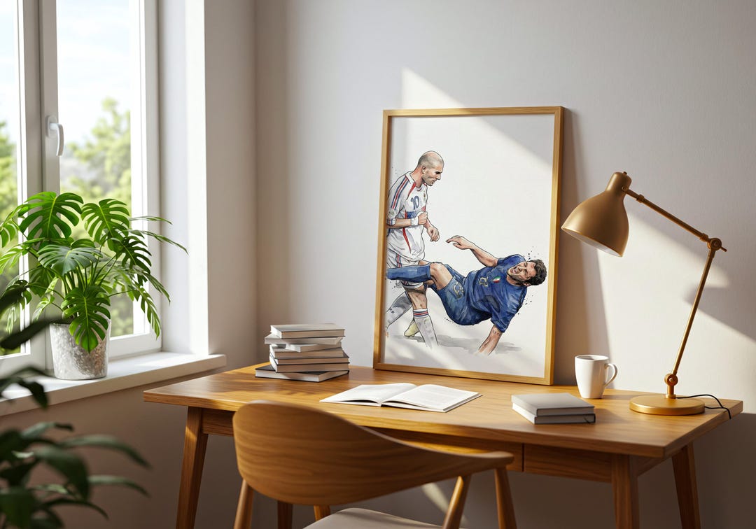 Zidane Headbutt Poster, World Cup 2006 Art, Zinedine Vs Materazzi ...