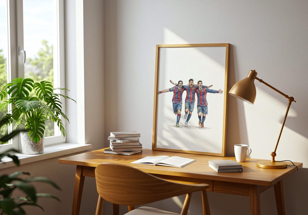 FC Barcelona Attackers, Messi Neymar Suarez Print, La Liga Legends Art ...