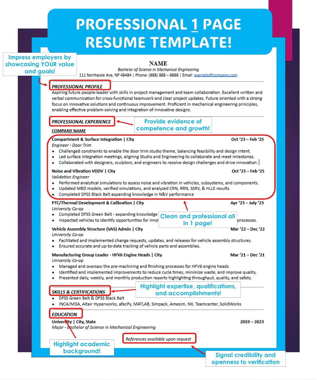2026 Professional Resume Template/example (1 Pager) - Etsy Australia