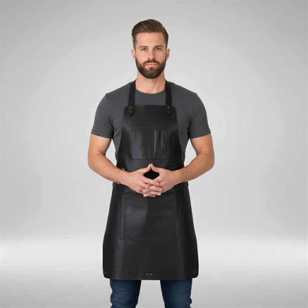 Genuine Black Leather Apron, Bartender-apron, Barber-apron, Bbq-chef ...