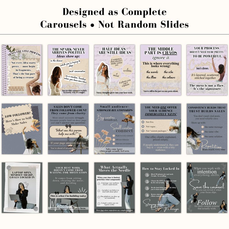 Instagram Carousel Templates for Content Creators, Scrapbook Style ...