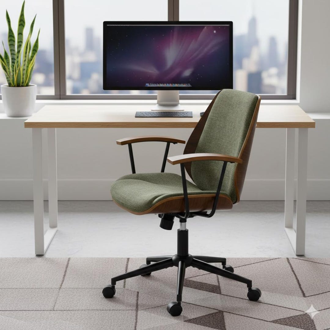 Solid Wood Office Chair With Rocking Function and Height Adjustable ...