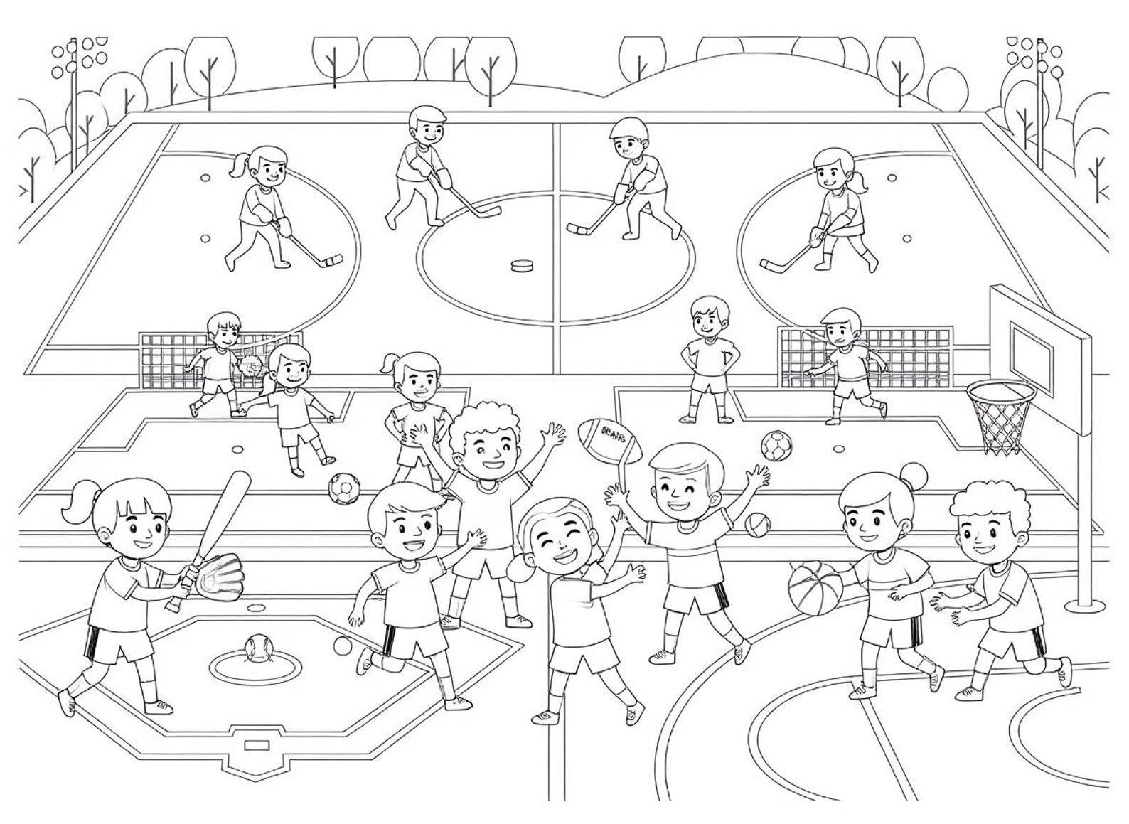 American Sports Coloring Pages for Kids | USA Sports Activity Coloring ...