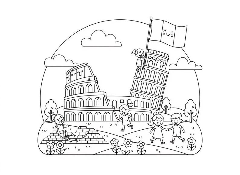 World Famous Landmarks Coloring Pages for Kids | Printable Geography ...