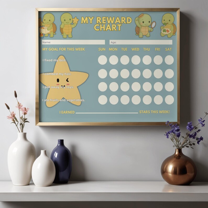 Turtle Theme Reward Chart for Kids | Printable Habit Tracker (PDF) - Etsy