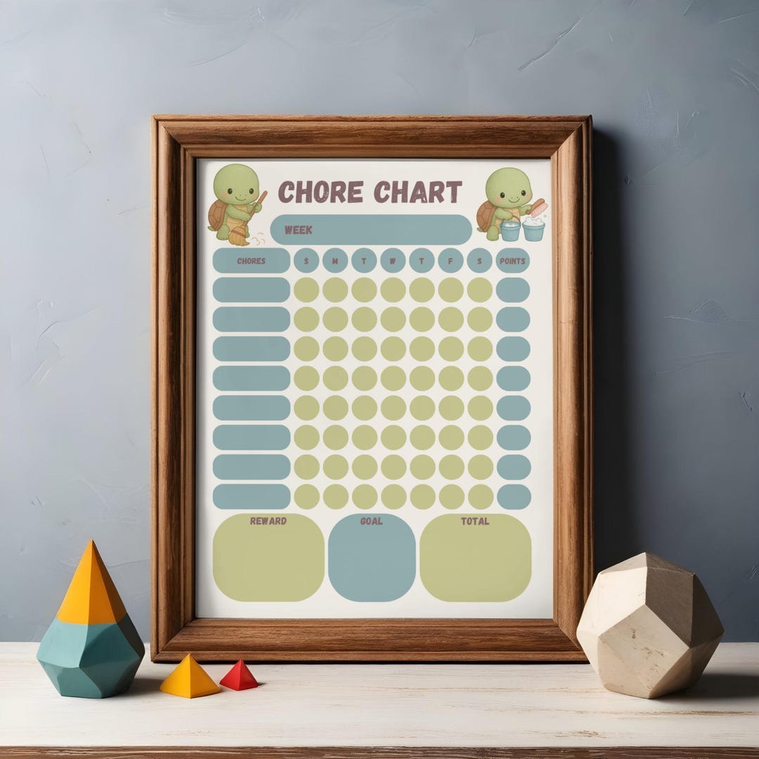 Turtle Chore Chart Printable | Kids Responsibility, Reward System (PDF ...