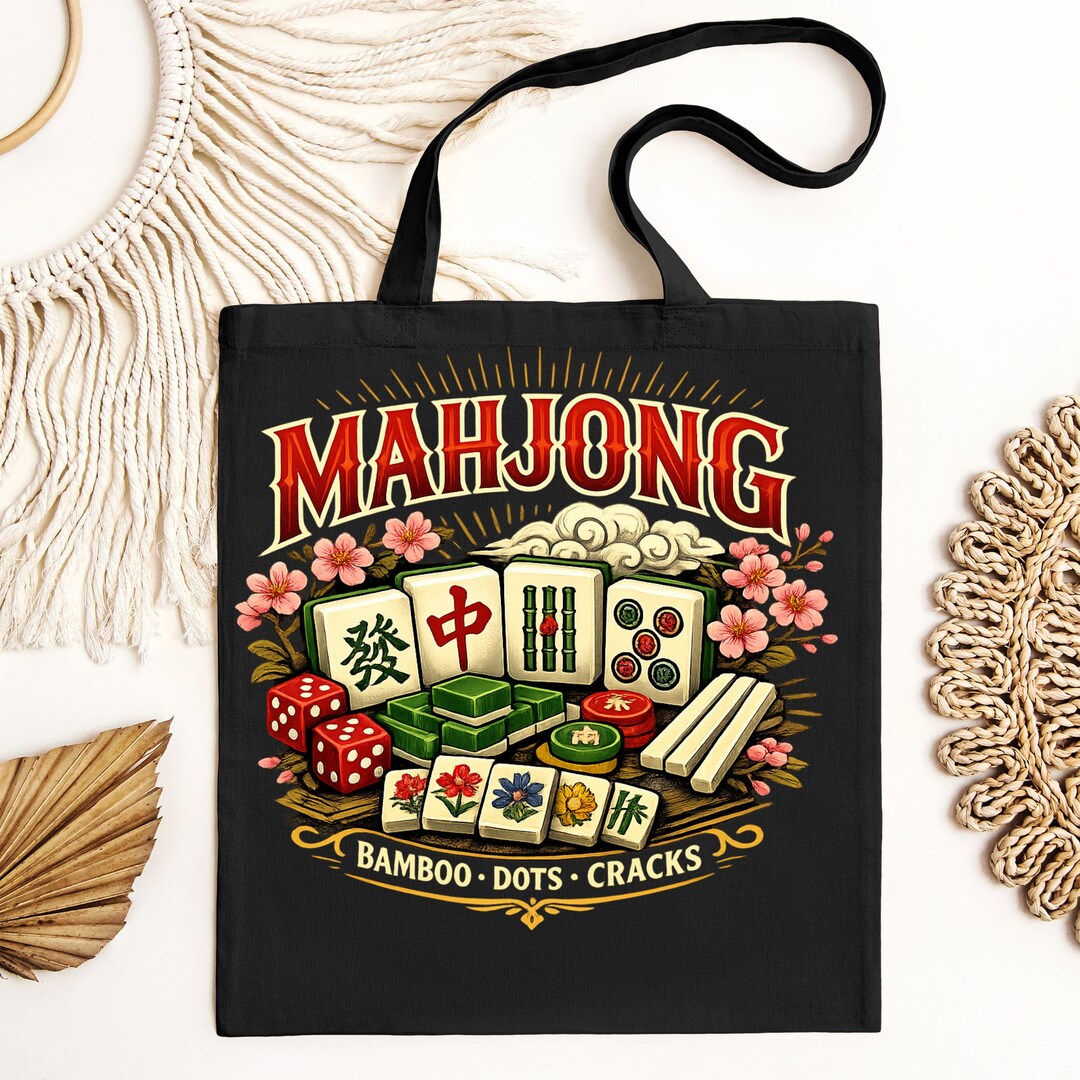 Mahjong Tote Bag, Mahjong Player Gift, Bamboo Dots Cracks Mahjong Bag ...