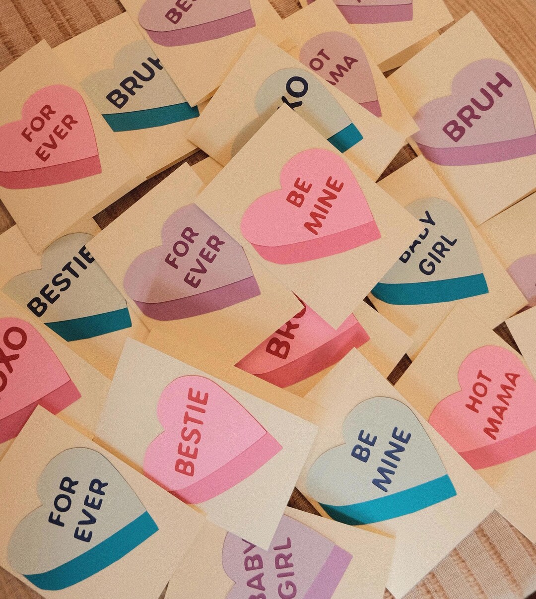 Personalized Cut Paper Conversation Heart Valentine Cards - Custom ...
