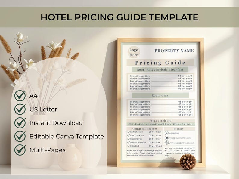 Hotel Pricing Guide Template | Editable Room Brochure | Canva ...