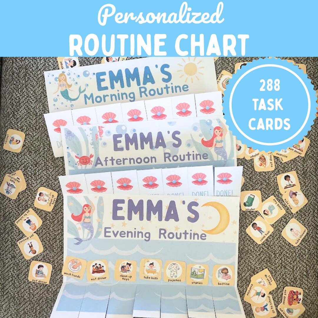 Personalized Routine Flip Chart Mermaid Customizable Daily Visible ...