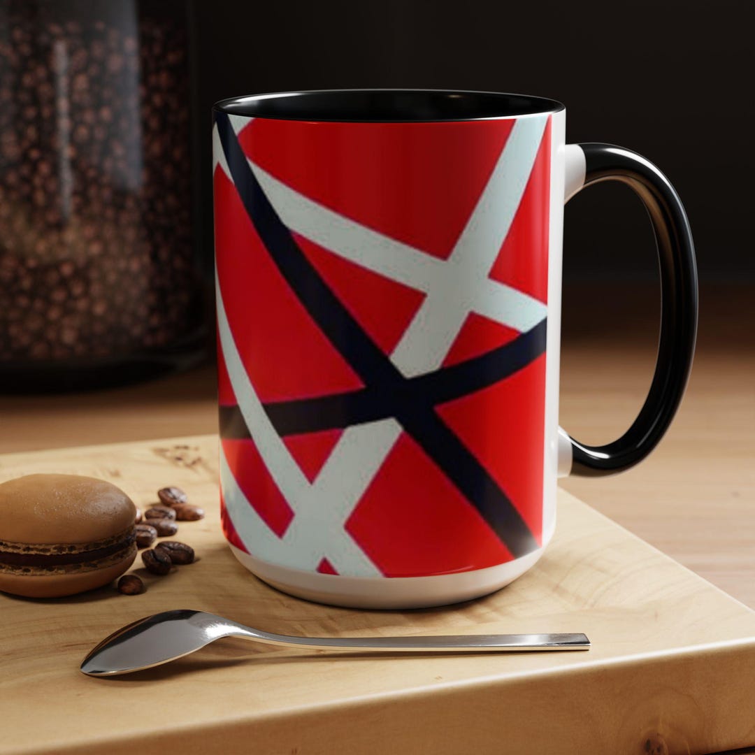 Eddie Van Halen Guitar Pattern Accent Coffee Mug | Rock Band Memorial ...