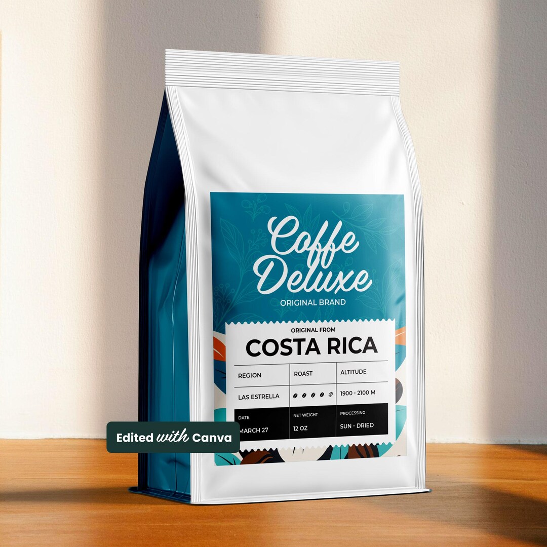 Editable Coffee Bag Label Template, Modern Canva Design (two Sizes) - Etsy