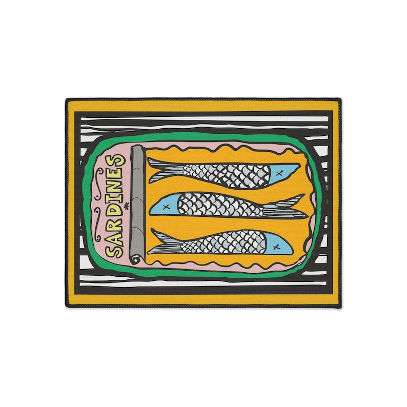 Colorful Sardines Floor Mat, Fun Kitchen Decor, Durable Indoor Rug - Etsy