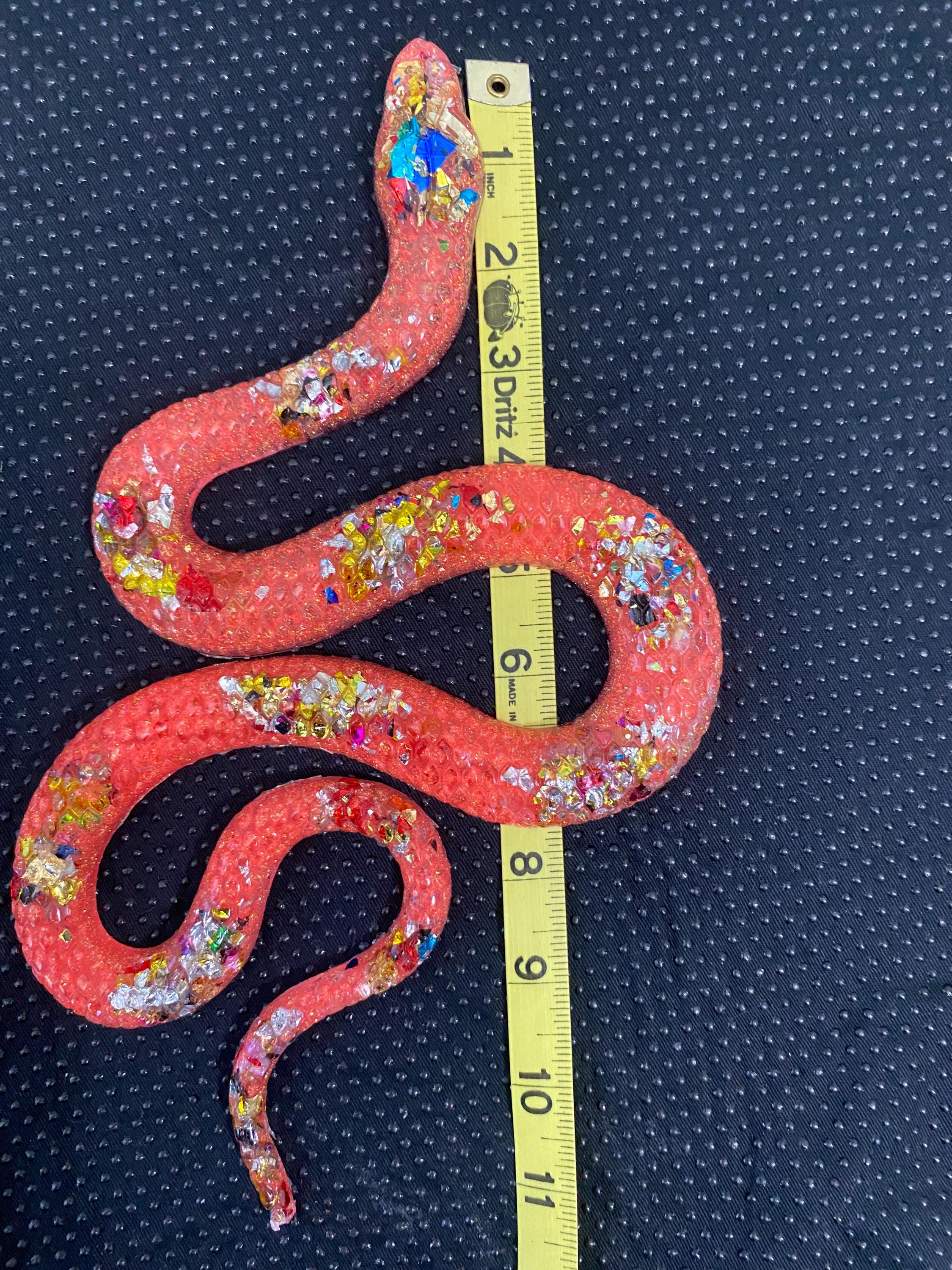 Pink Glitter Snake, Resin Snake Table / Wall Art, Handmade Snake, Snake ...