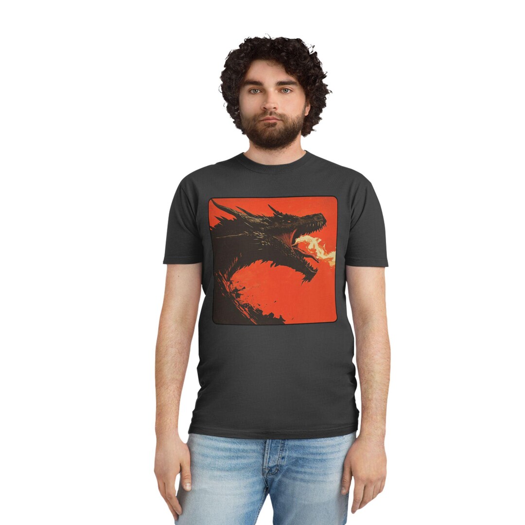 Retro Dragon Design on Faded Graphic Tee, Fantasy Fans, Dungeons ...