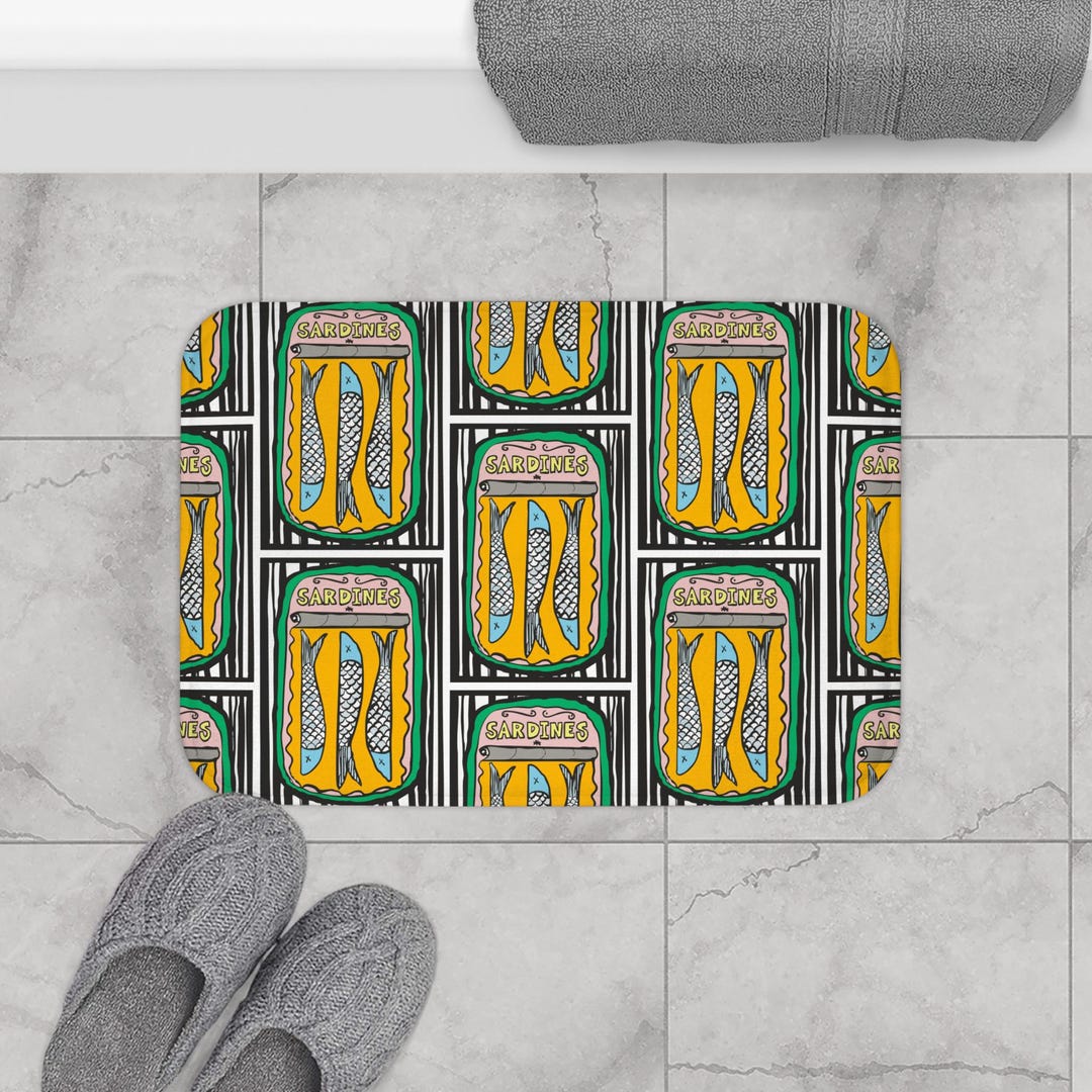 Sardine Bath Mat: Colorful Nautical Bathroom Decor, Fish Lover Gift - Etsy