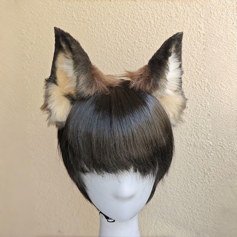 Handmade Brown Yellow German Shepherd Dog Ears Headband, Realistic ...