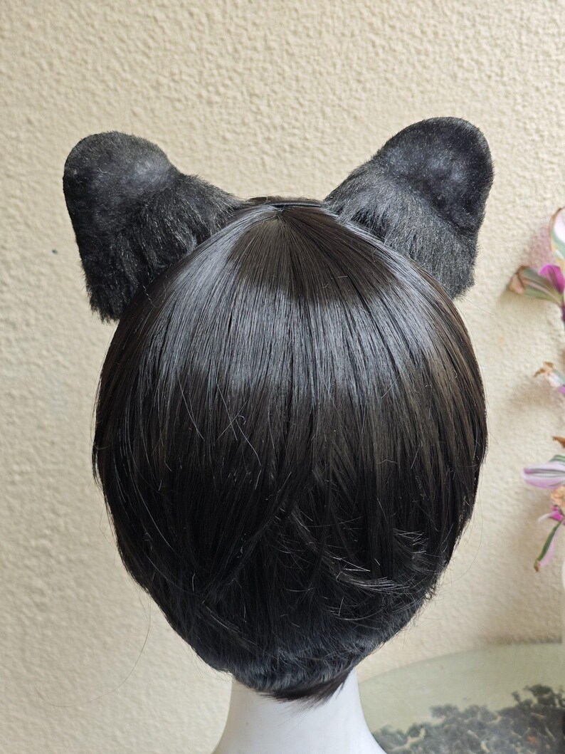 Handmade Black Panther Ears Headband, Dark Furry Cat Cosplay, 6cm ...