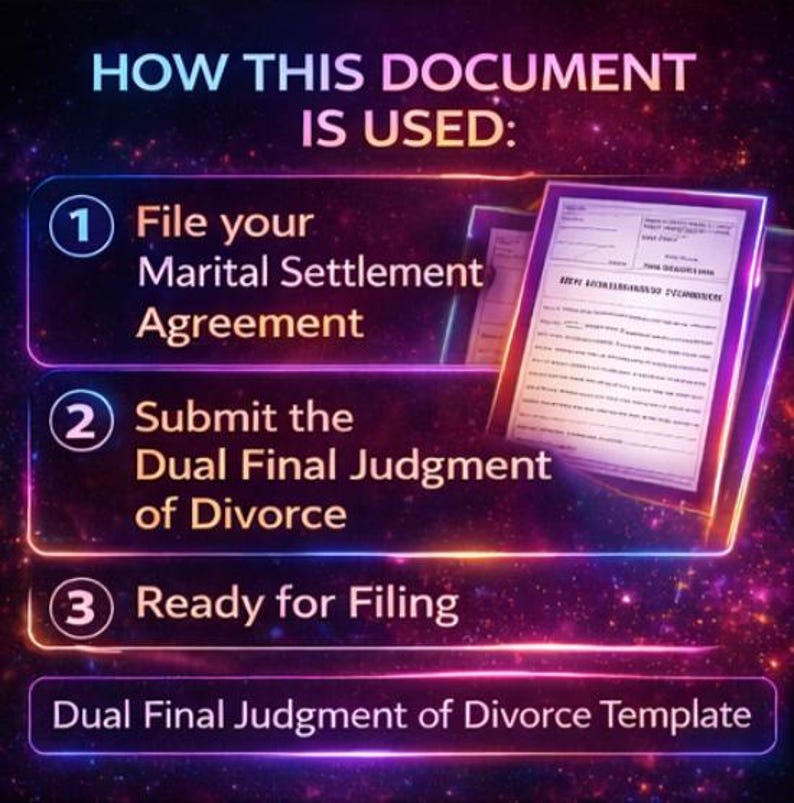 Dual Final Judgment of Divorce Template | Editable Pro Se Court Form ...